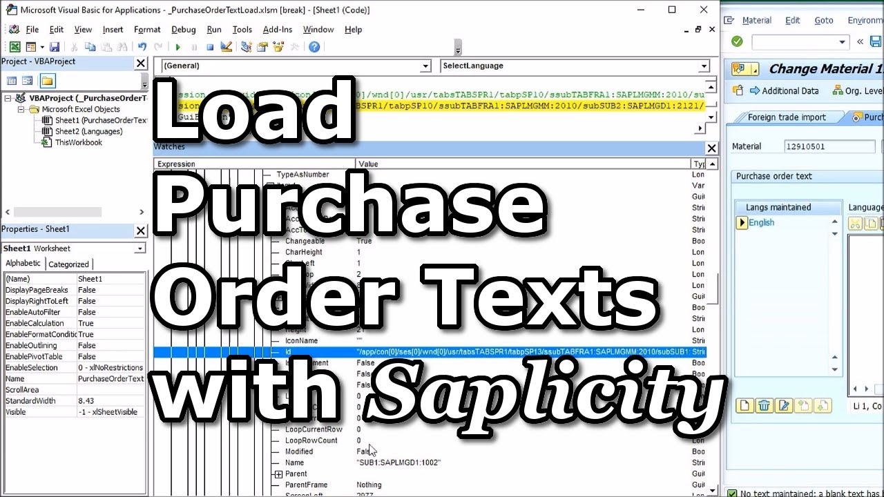 Saplicity: Load Purchase Order Texts - YouTube