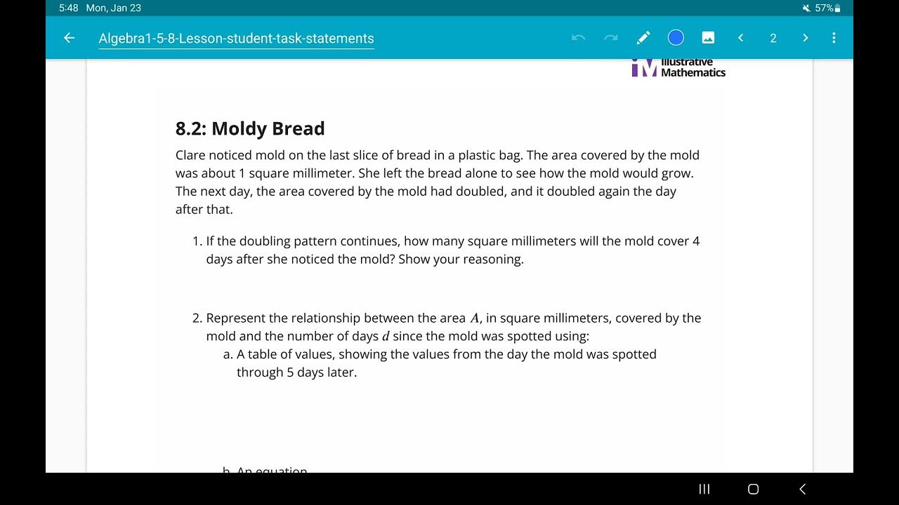 IM Algebra 1 Unit 5 Lesson 8 Activity 2 Question 1 - YouTube