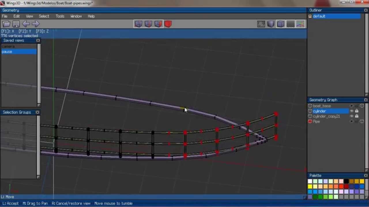 Wings3d: Making a gunwale for a ship - YouTube