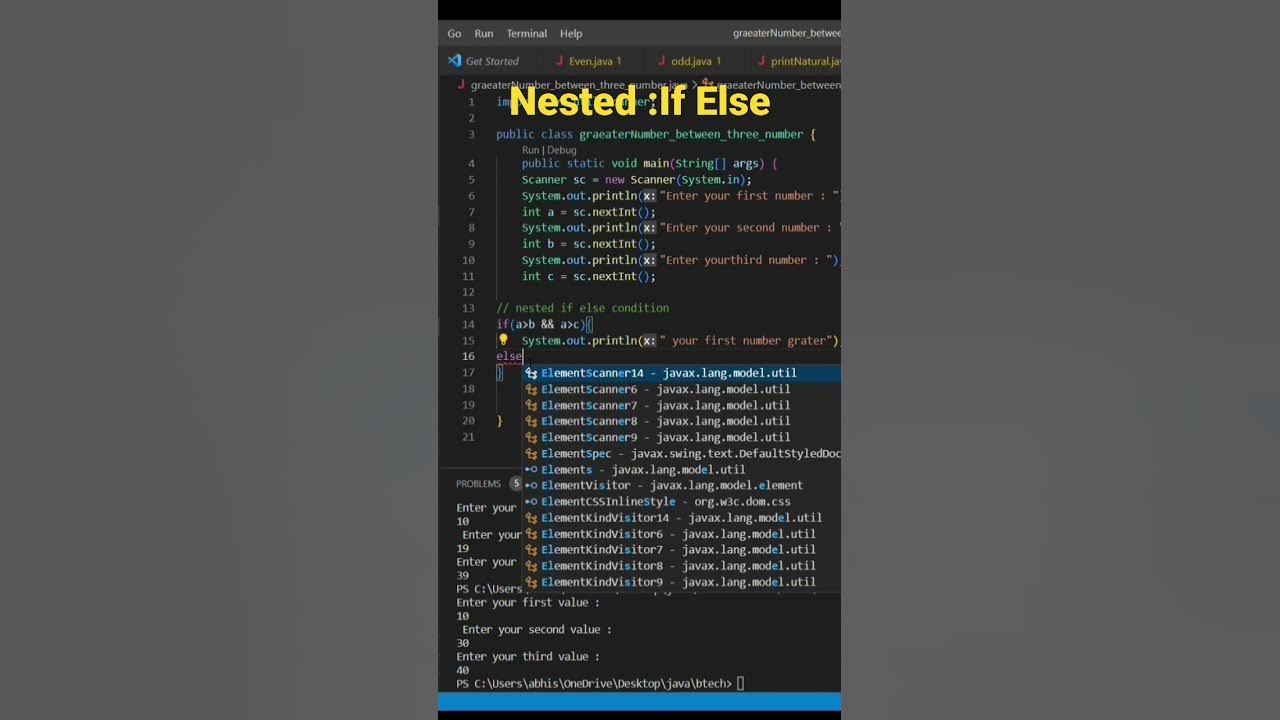 Nested Coding Java Programming Code Javascript Shorts If Else Loop Oops Graterthen