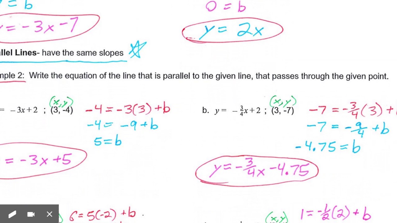 5.2 Writing Linear Equations Given the Slope and a Point Video Lesson ...
