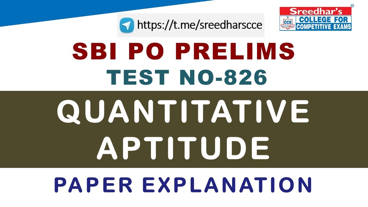 SBI PO PRELIMS TEST NO-826 QUANTITATIVE APTITUDE - YouTube
