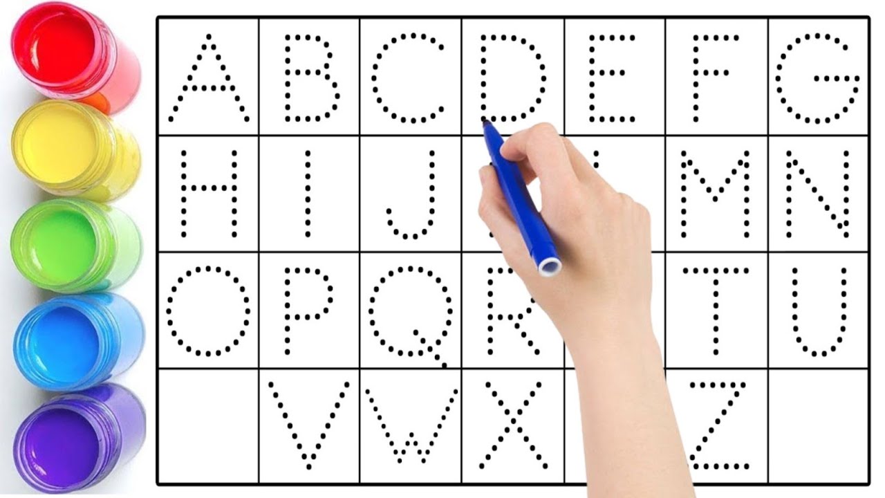 A to Z for kids | Collection for writing along dotted lines for ...