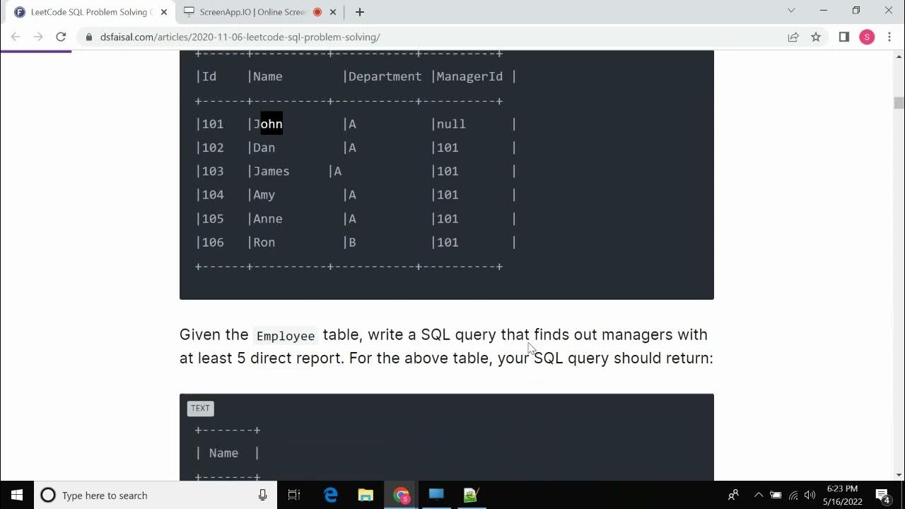Leetcode Sql Managers With At Least 5 Direct Reports Sql Bigdata