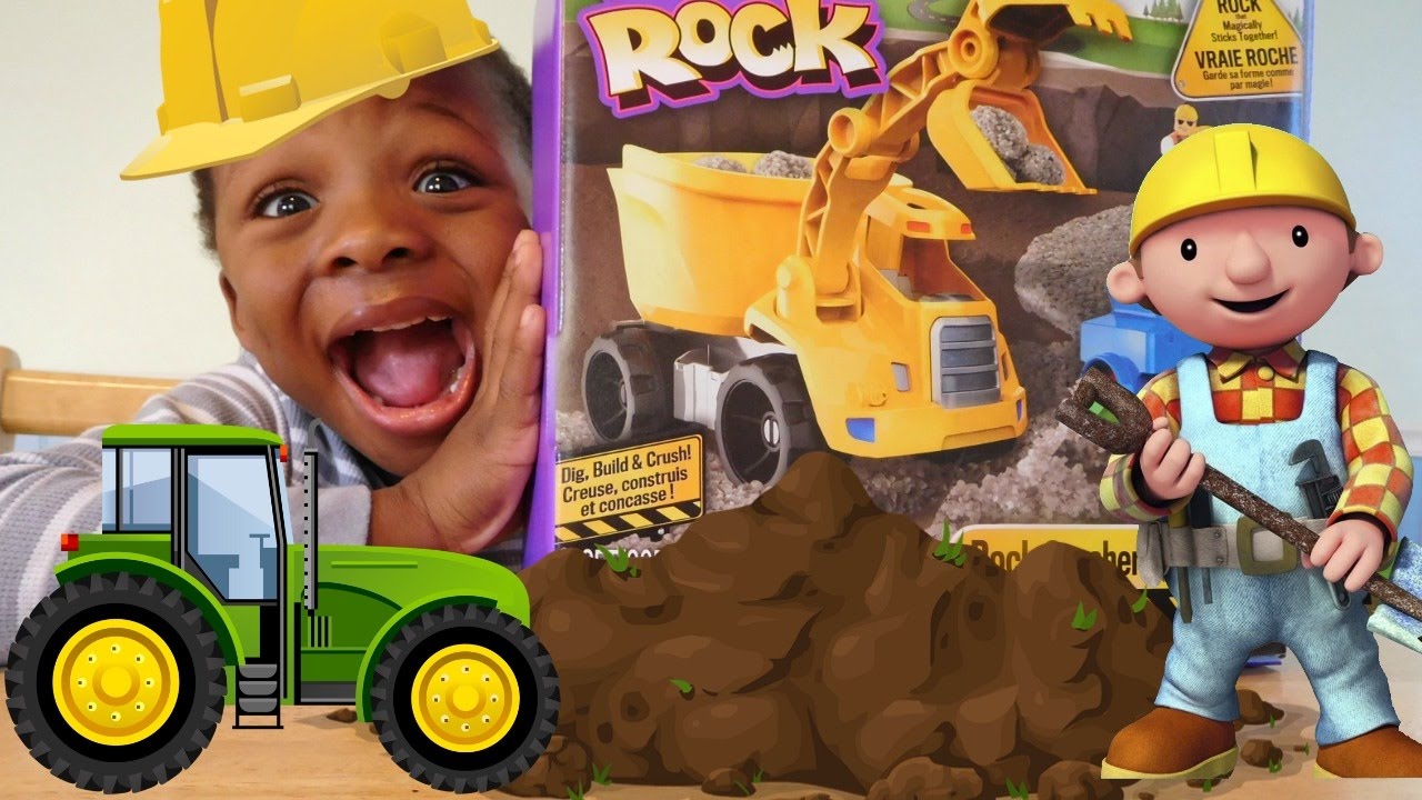 Kid Playing with Kinetic Rock Crusher Tractor for Kids Kinetic Sand ...