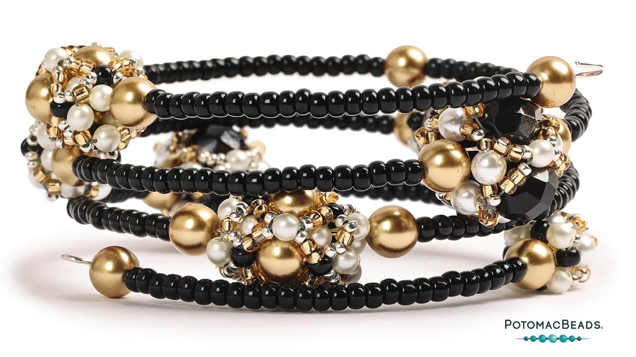 Elegant Beaded Beads on Memory Wire Bracelet - DIY Jewelry Making Tutorial by PotomacBeads - YouTube