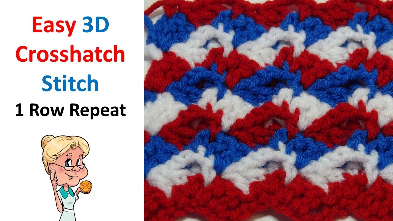 EASY 3D Crosshatch Stitch - Crochet Tutorial - Stitch of the Week # 23 ...