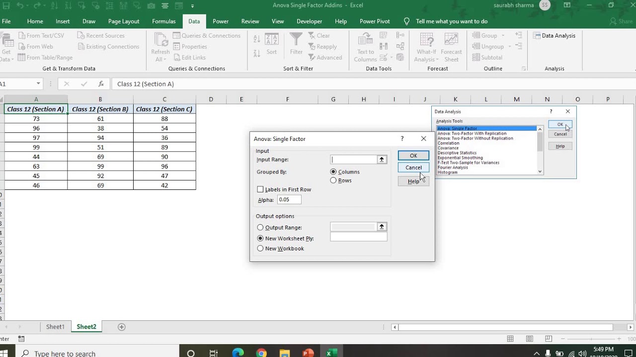 How to Use Single Factor Anova in Excel || Variance Analysis ...