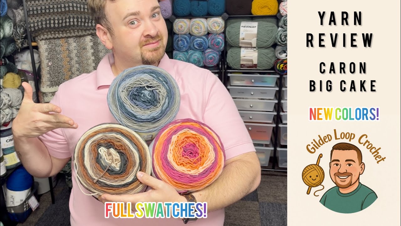 Yarn Review - Caron Big Cakes with swatches (Peach Part-ay, Chocolate ...