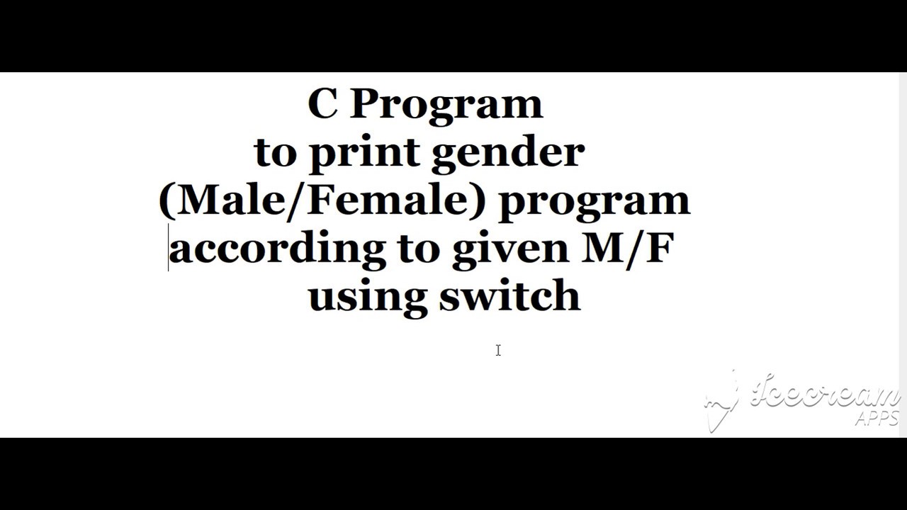 Printing the Gender Using Switch Statement in C - YouTube