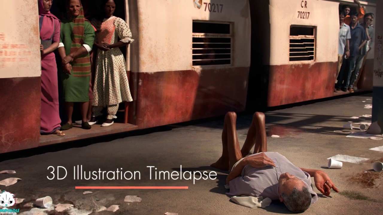 3D photorealistic illustration timelapse Poverty and indifference - YouTube