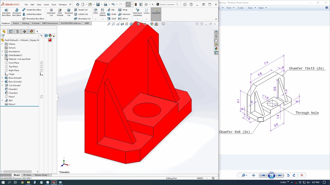Giáo Trình SolidWorks 2023 | Thực Hành Vẽ 3D - Bài 008 - YouTube
