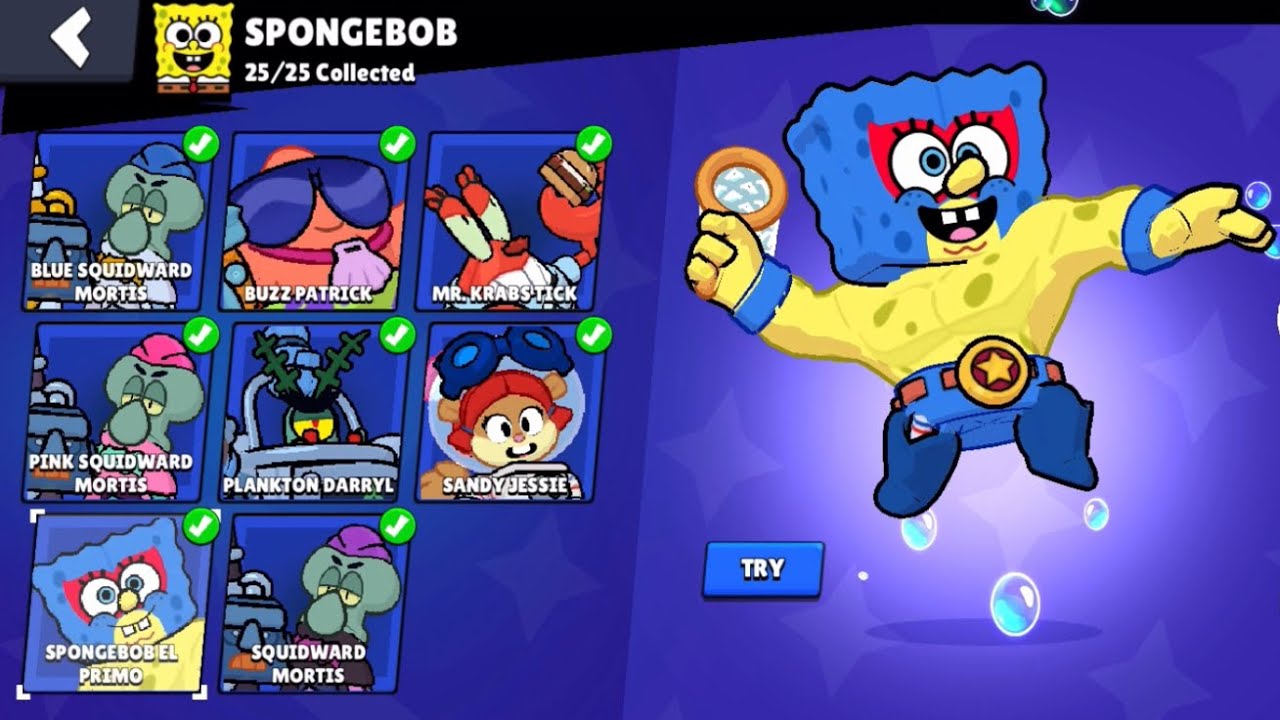 All my SpongeBob Stuff in Brawl Stars (All Skins) - YouTube