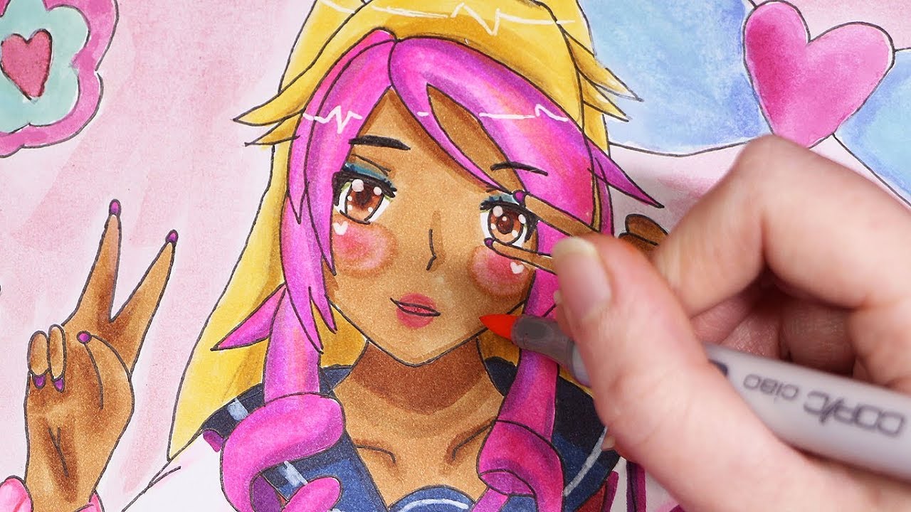 Copic Markers Speed Drawing: Yandere Simulator Kokoro Momoiro - YouTube