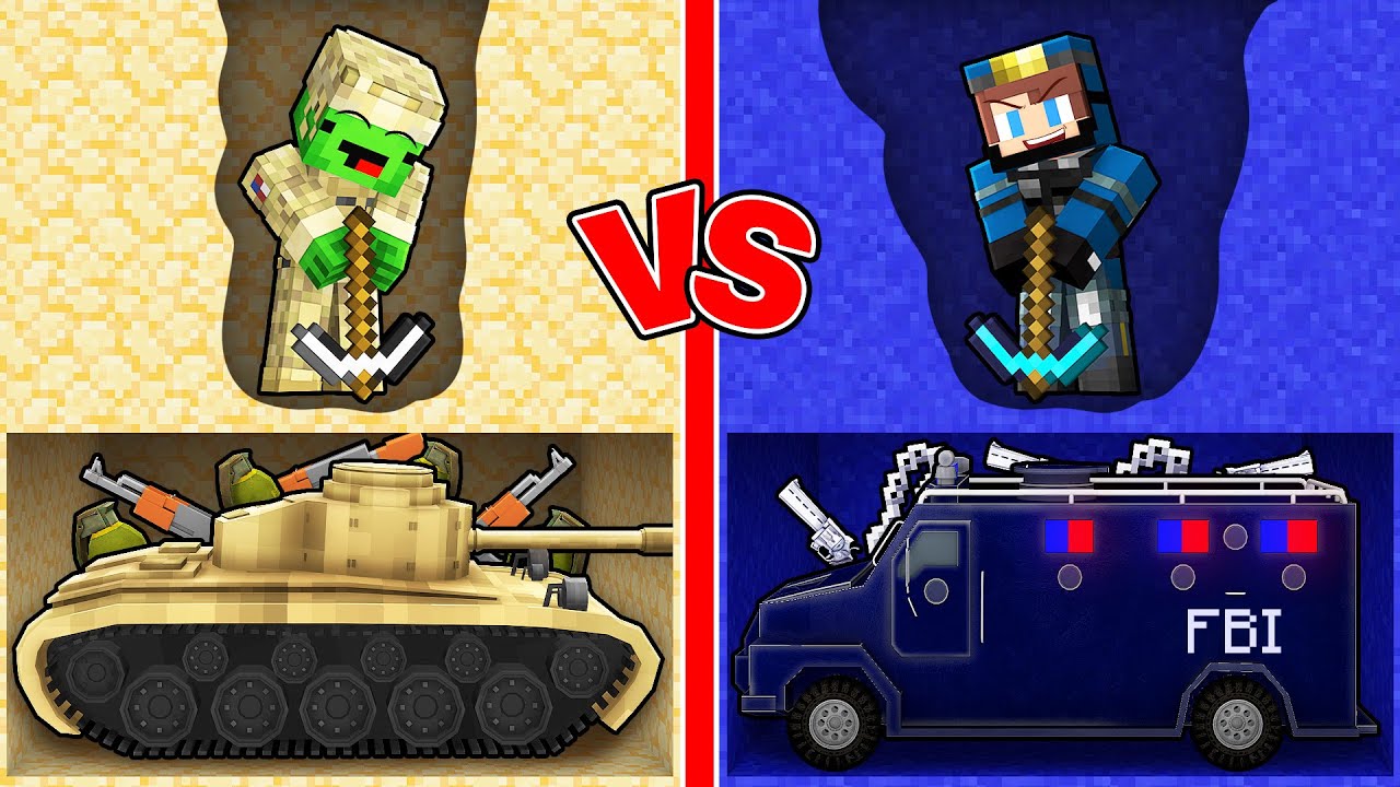 Mikey MILITARY vs JJ FBI Mine Challenge in Minecraft (Maizen) - YouTube