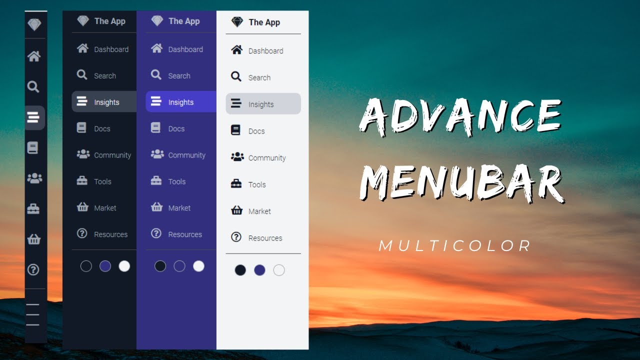 Multicolor Responsive Menu In Pure Html Css And Js Youtube