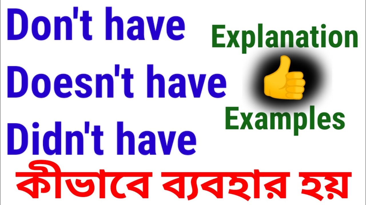 How To Use Don't Have Doesn't Have Didn't Have।। Speaking Practice With ...