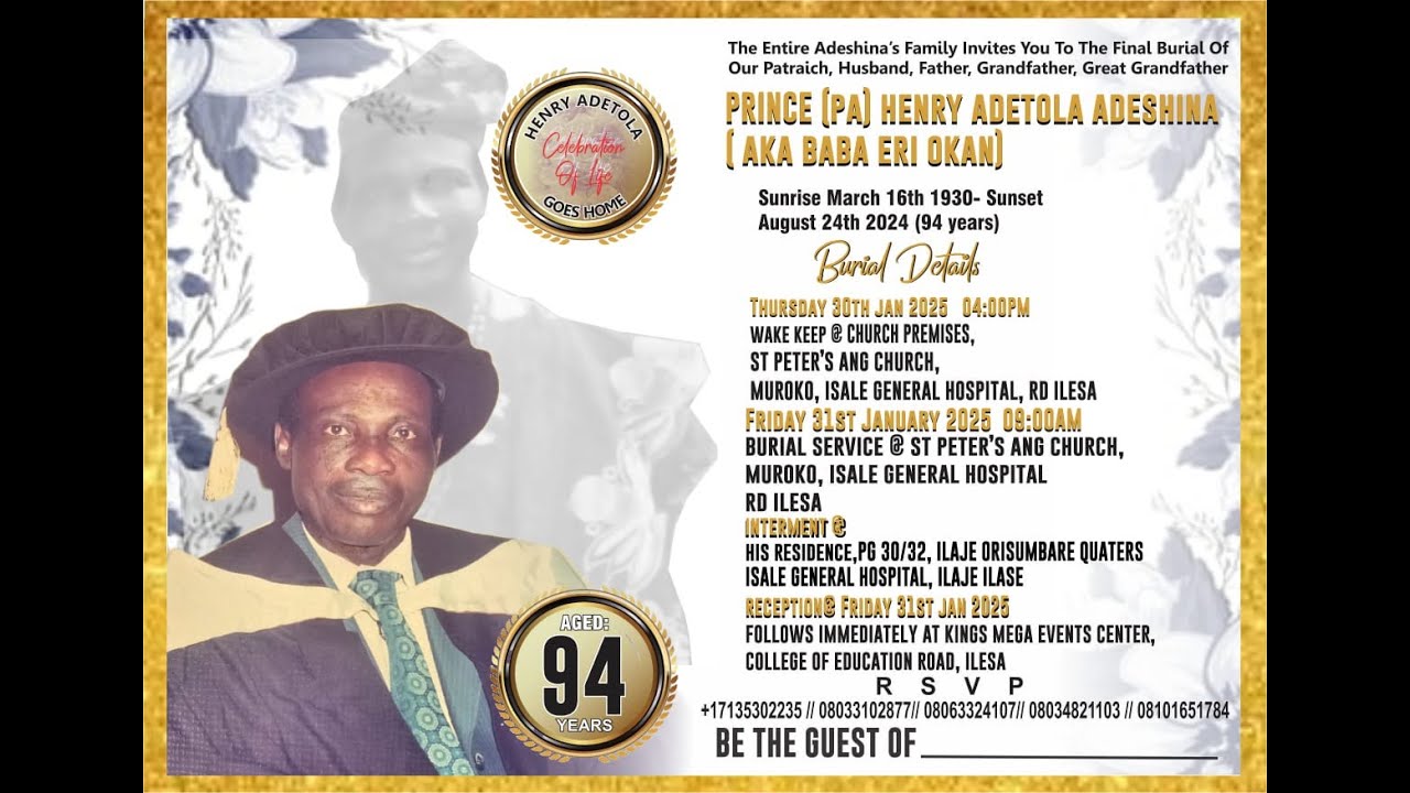 RECEPTION CEREMONY OF LATE PRINCE (PA) HENERY ADETOLA ADESHINA - YouTube