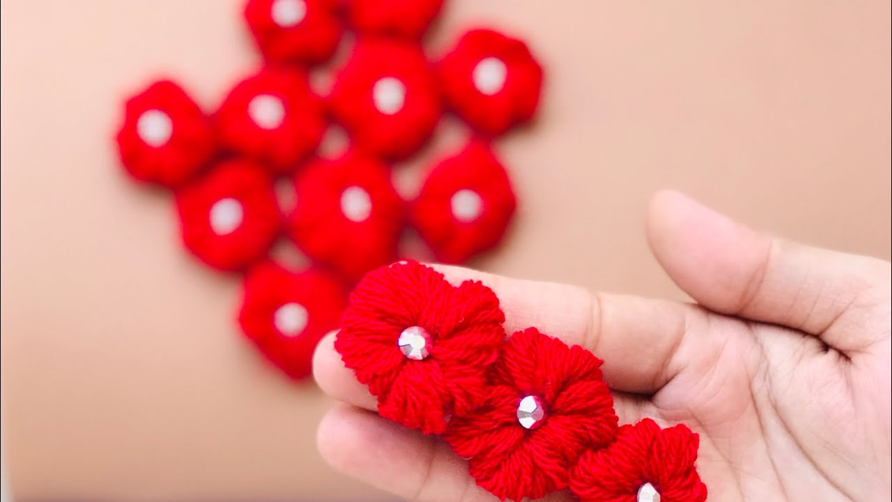 How to make flowers from wool / woollen flower in a simple manner ...