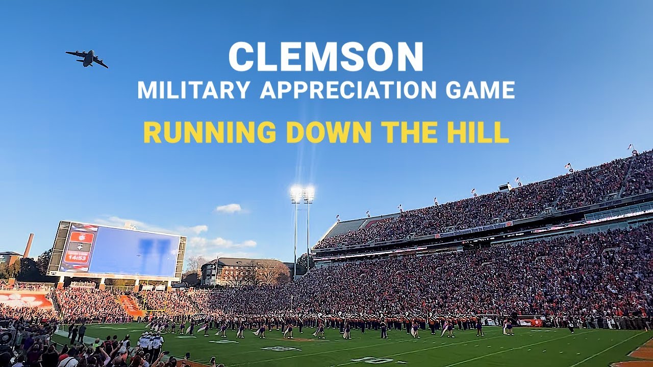 Clemson 2025 Military Appriciation Game - Running Down The Hill - YouTube