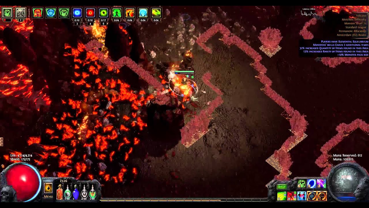 Path of Exile : 2.2 infractem ranger build volcano run - YouTube
