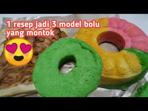 HANYA 1 RESEP JADI 3 MODEL BOLU YANG BERBEDA DAN MONTOK BANGET || CUMA 3 TELUR