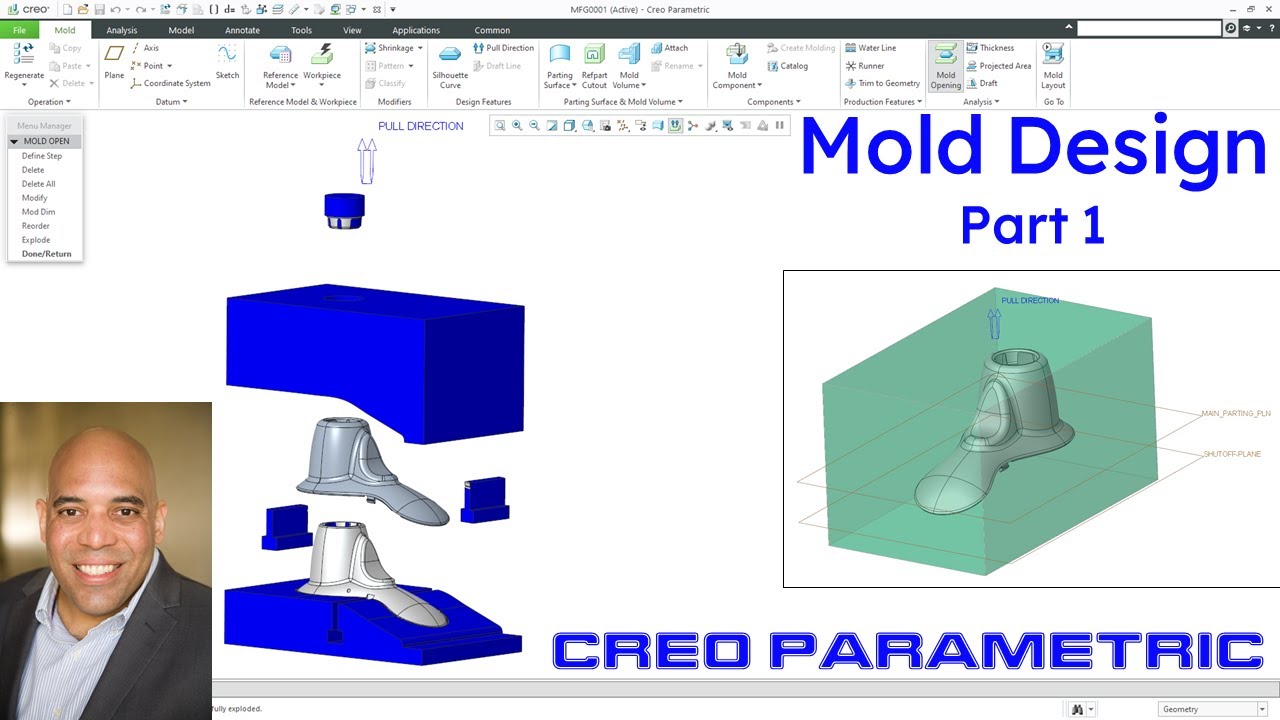 Creo Parametric - Mold Design | Complicated Showerhead Mold (Video 1 of ...