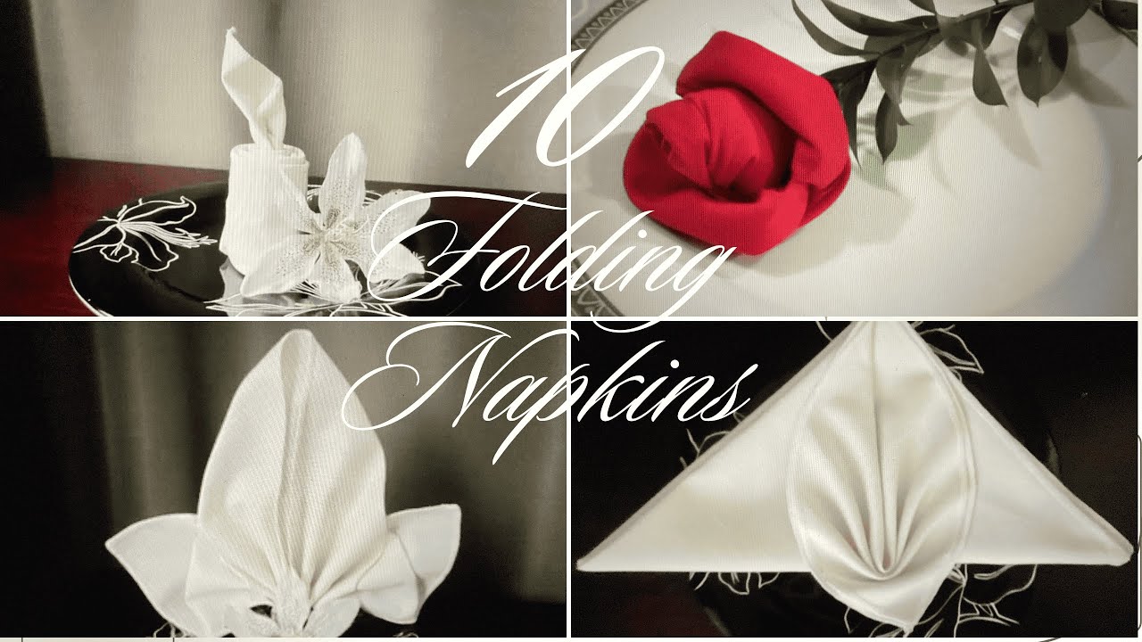 10 Napkin Folding Ideas - YouTube