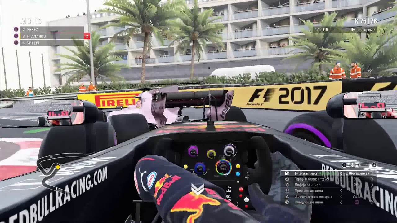 Codemasters F1 2017: Monaco contest, Ricciardo to 2nd place. - YouTube