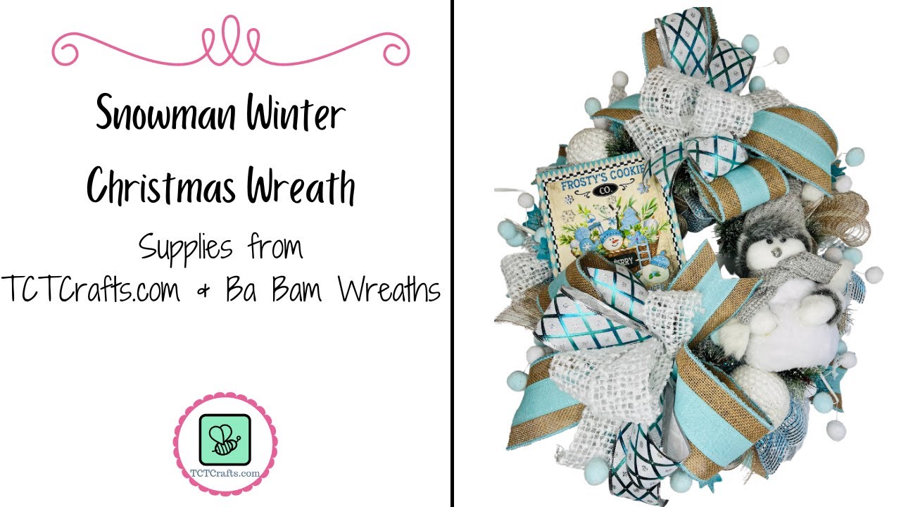 How to Make A Christmas Snowman Deco Mesh Wreath - YouTube