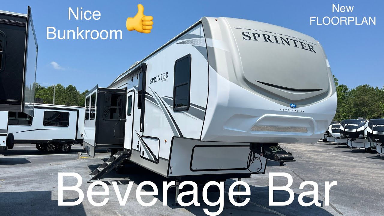 COOL Bunk Room with Beverage Bar! 2023 Keystone Sprinter 3630BHS - YouTube