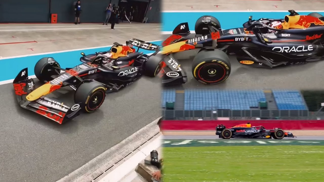 Liam Lawson drives Max Verstappen's RB20 in Silverstone | Track Footage ...