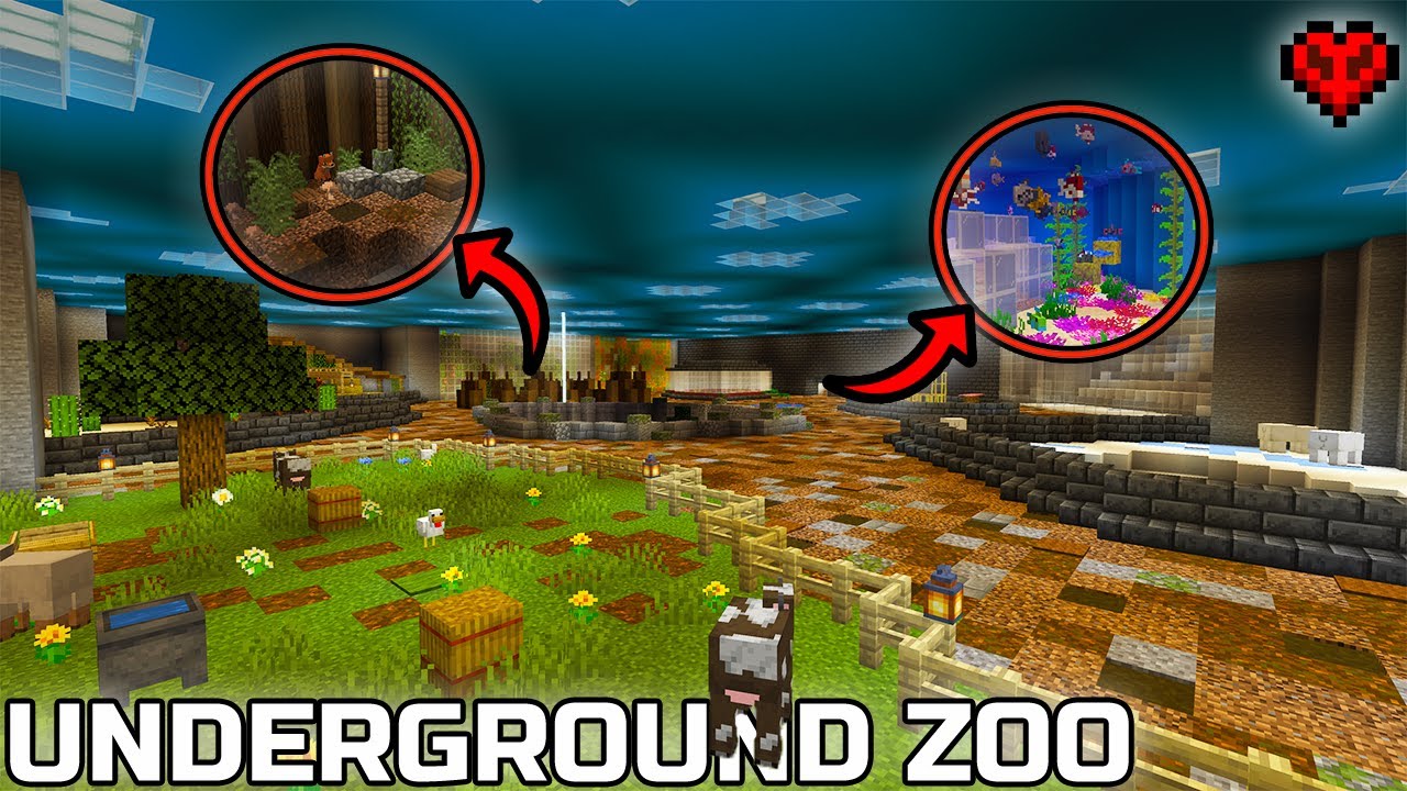 I Built an UNDERGROUND ZOO For EVERY Animal in Hardcore Minecraft - YouTube