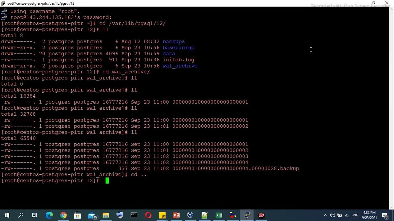 PostgreSQL Incremental Backup and Point In Time Recovery using Archive Log - YouTube