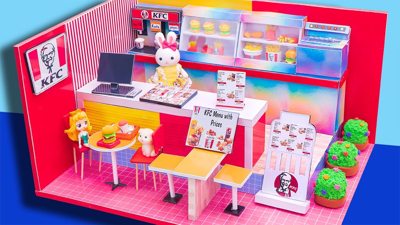 DIY miniature house ️ How to make a beautiful miniature KFC fast food ...