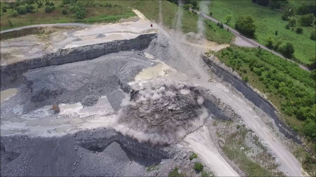 28' Upper Ledge Blast Video by Drone - YouTube
