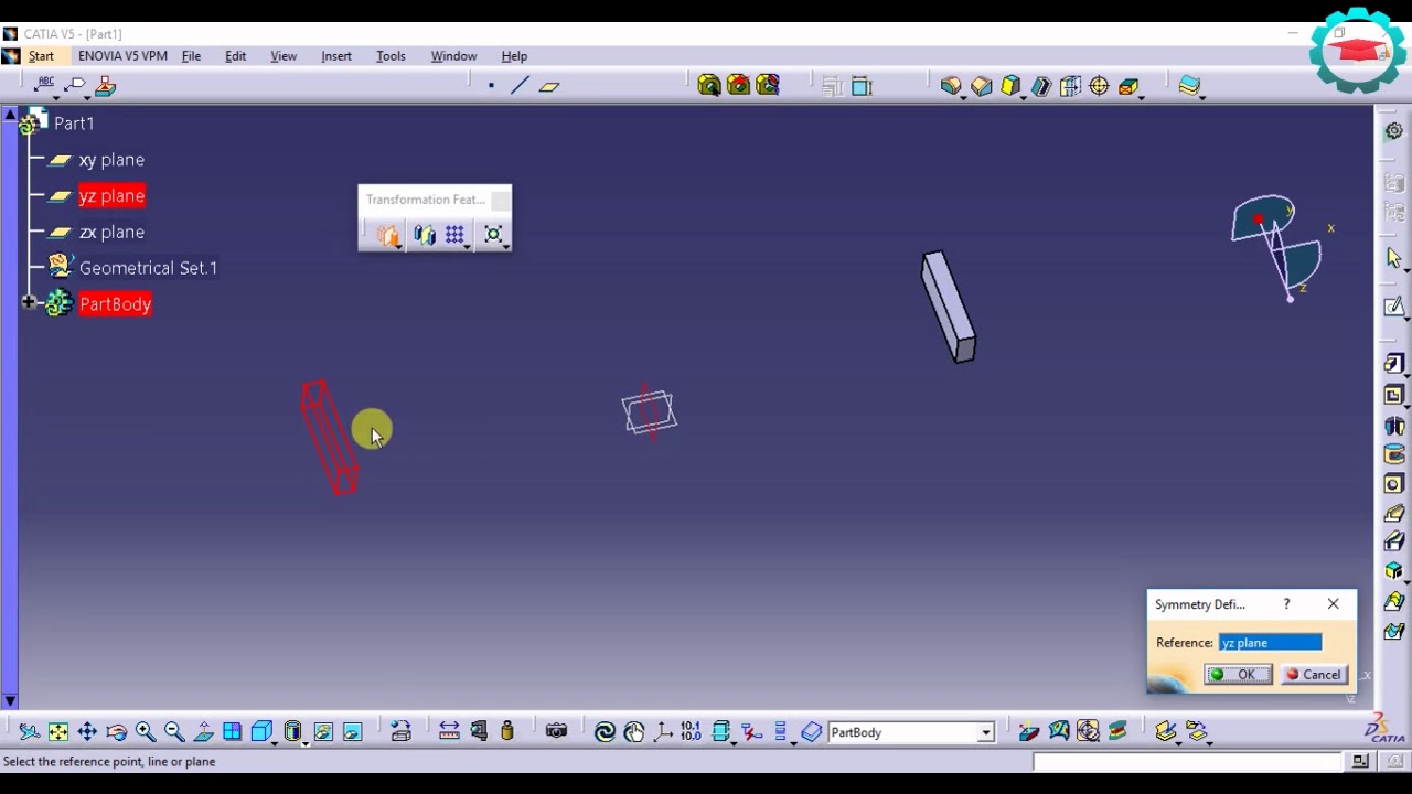 49. Symmetry and Mirror - CATIA Part design - YouTube