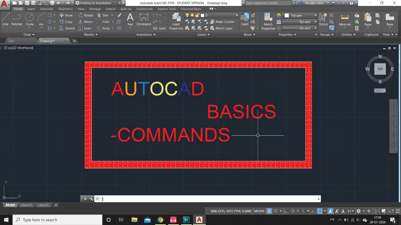 autocad- 1 || Autocad For Beginners || draw modify and edit in autocad ...