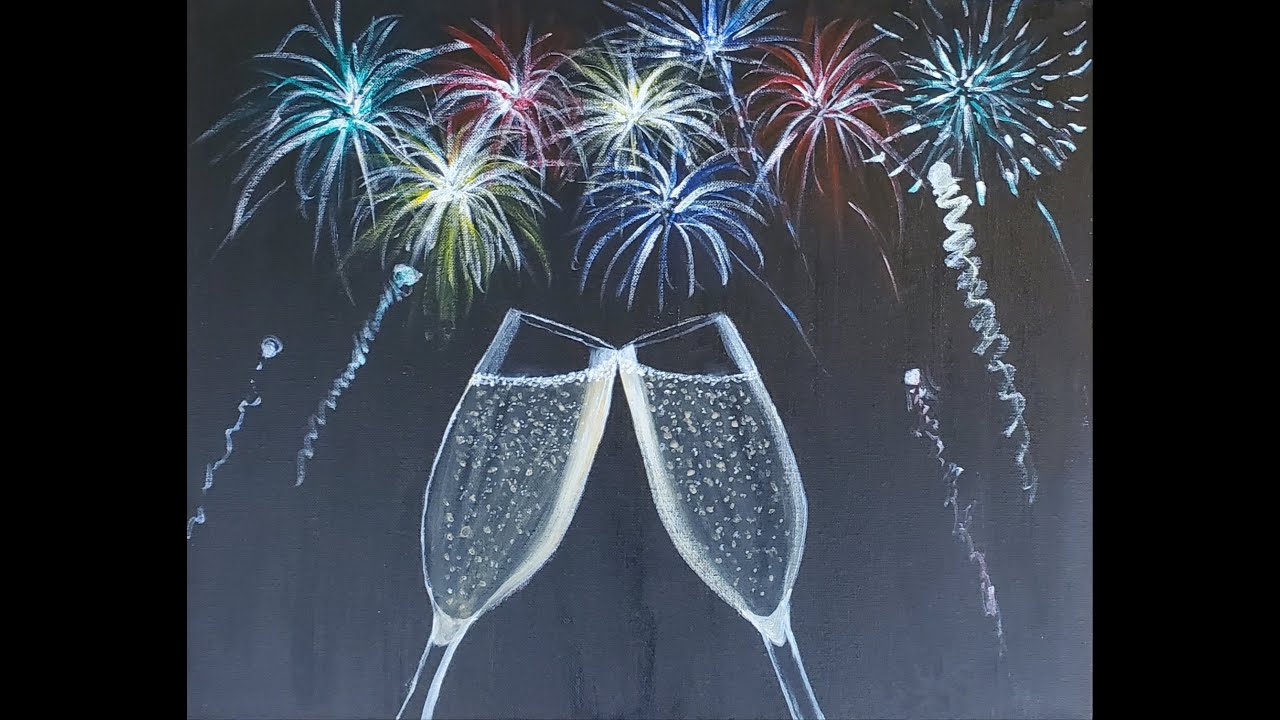 New Year's Toast acrylic painting tutorial - YouTube
