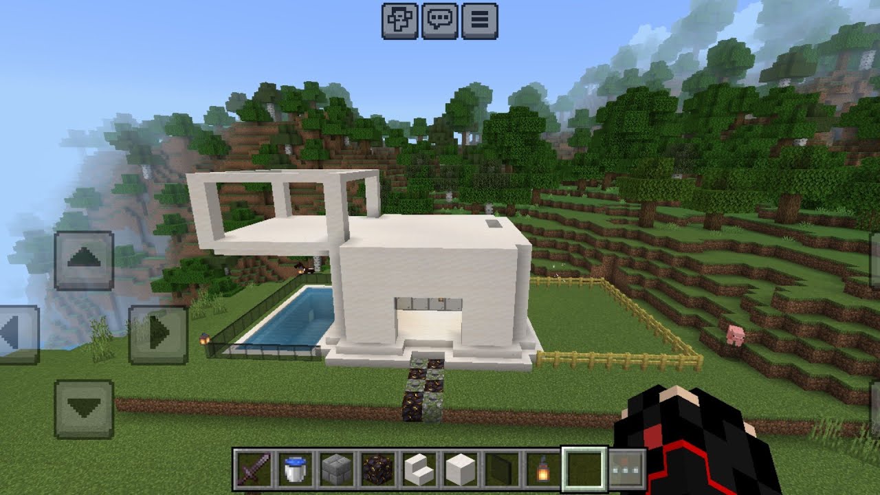 MORDEN HOUSE WITH SWIMMING POOL IN MINECRAFT | BUILD - TUTORIAL - YouTube