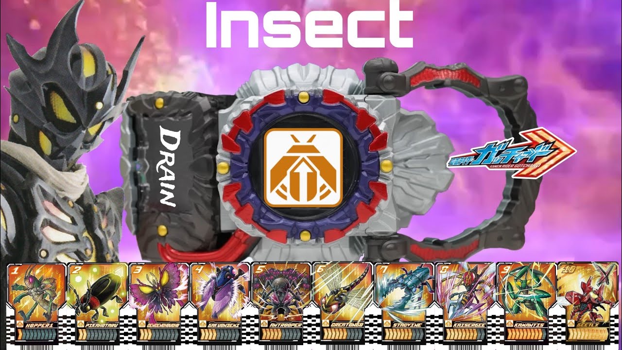 DRAIN TYPE INSECT RIDE CHEMY CARDS (ALL SOUND) - KAMEN RIDER GOTCHARD ...