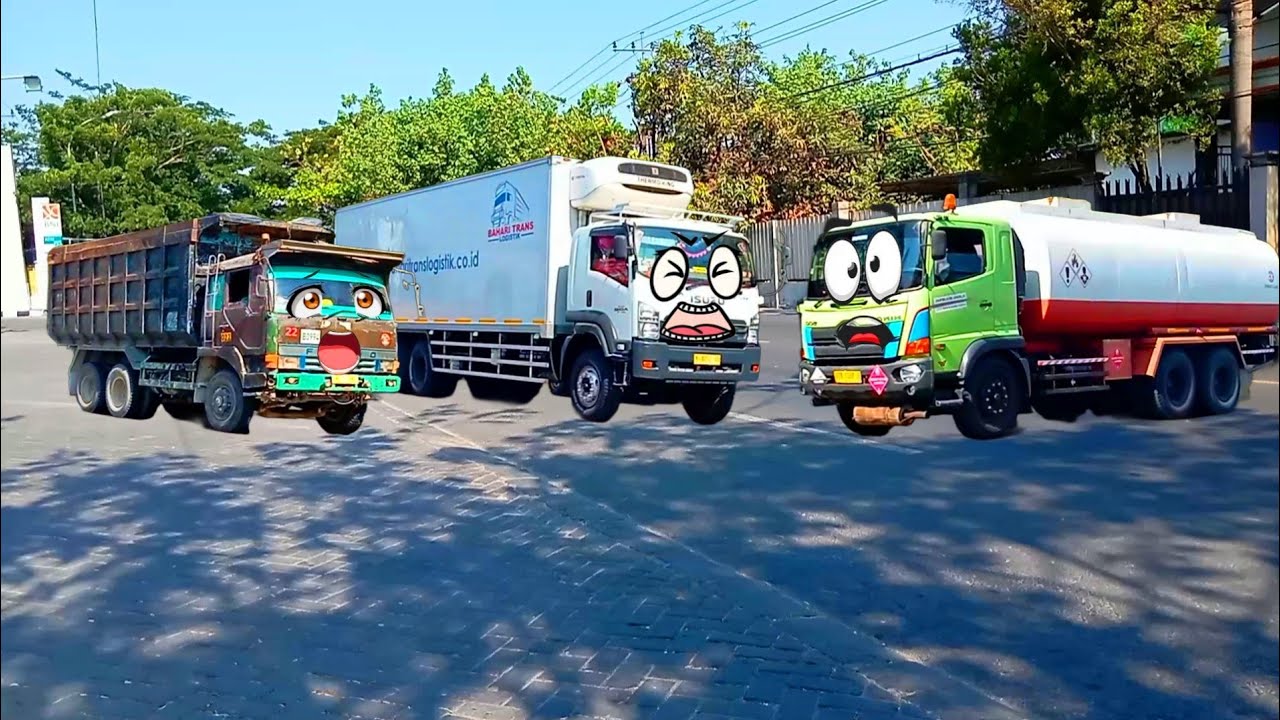 truk logistik exe vs truk tangki exe dan dump truk exe - YouTube
