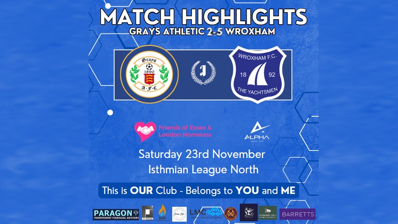 Highlights Grays Athletic FC v Wroxham town FC - YouTube