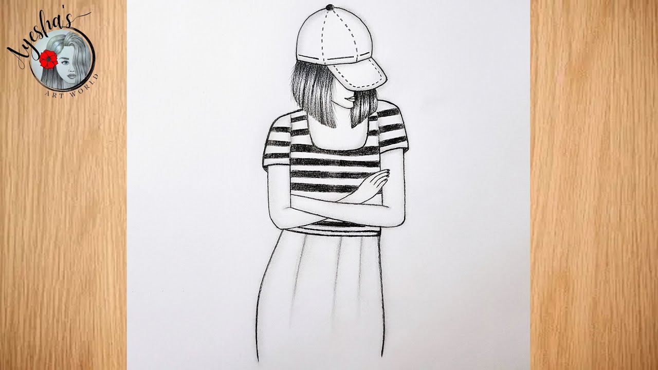 How to Draw A Standing Girl with Her Arms Folded || Hidden Face Pencil ...