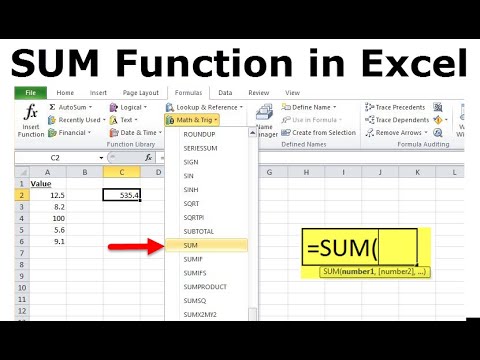 Excel Sum Functions || MS Excel Formula || How to count total value in Excel - YouTube