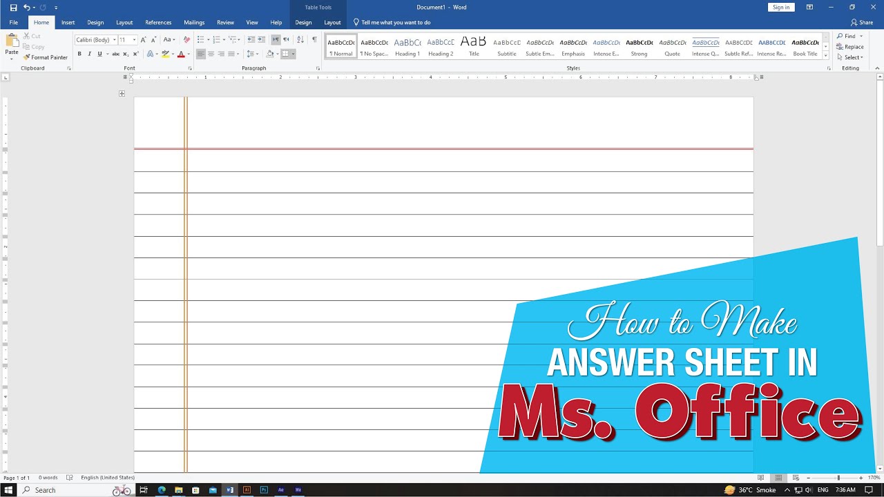 How to Make Answer Sheet in Ms.Word - YouTube