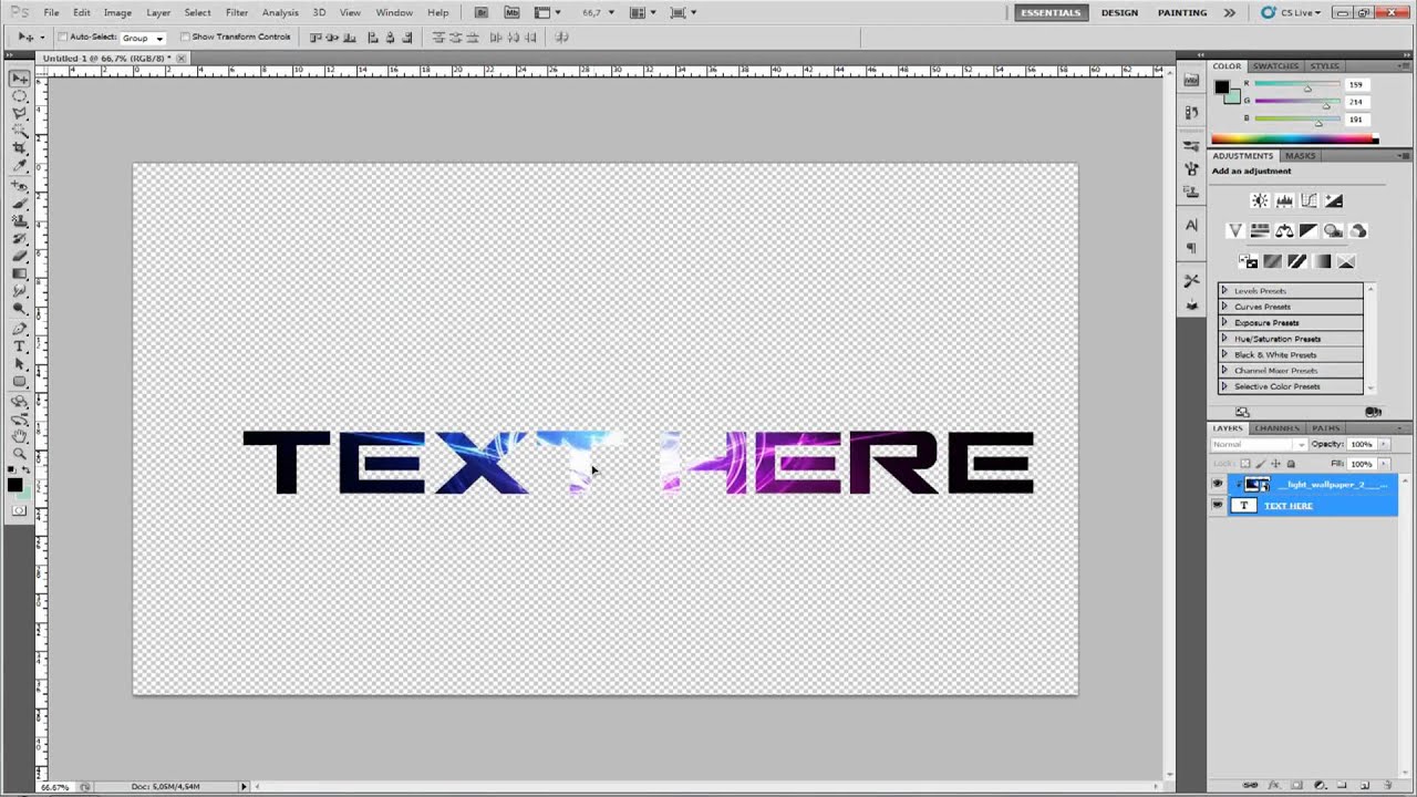 How to put a image inside a text in Photoshop CS5 - YouTube