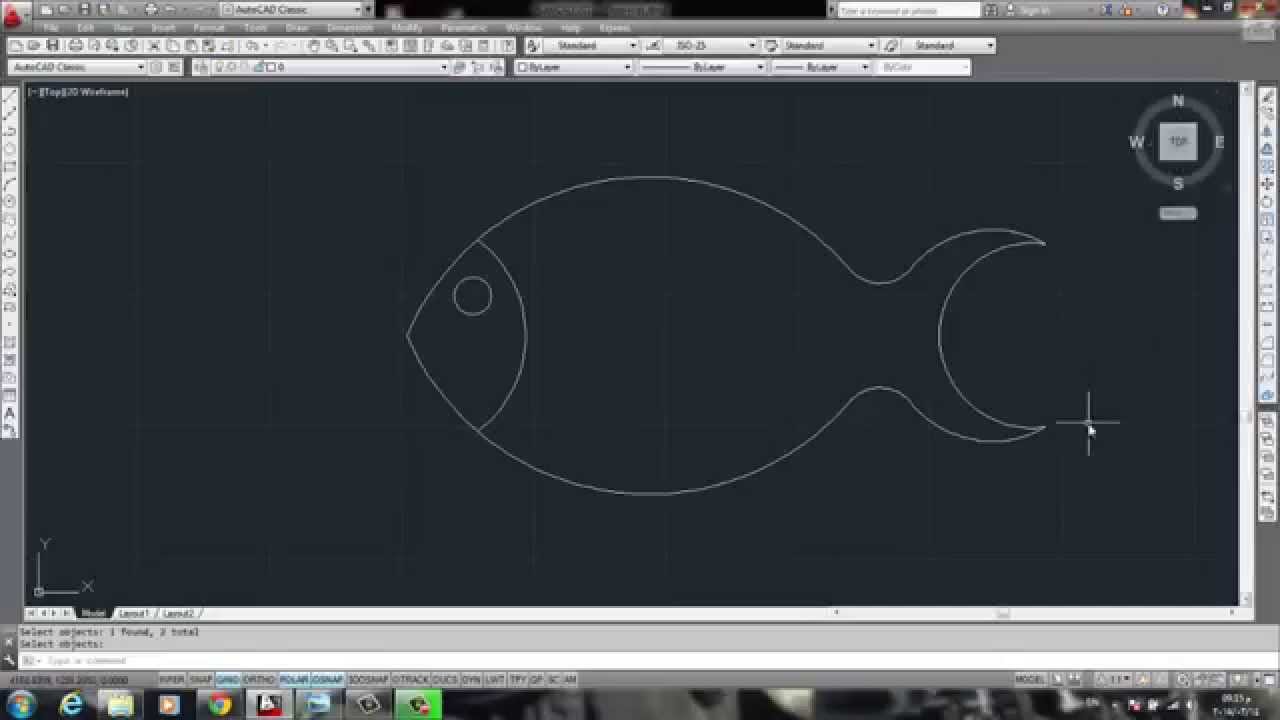 SYK Autocad team (how to draw fish with autocad 2013) - YouTube