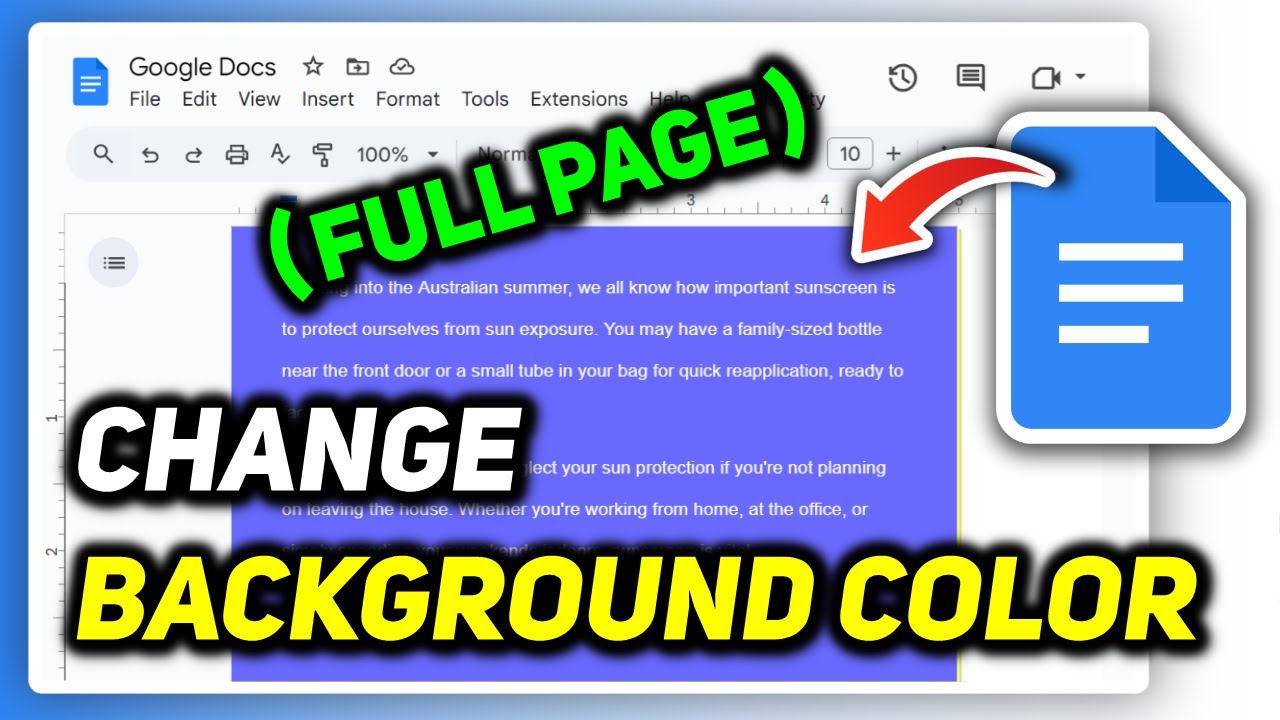 How to Change Background Color in Google Docs (Full Page) - YouTube