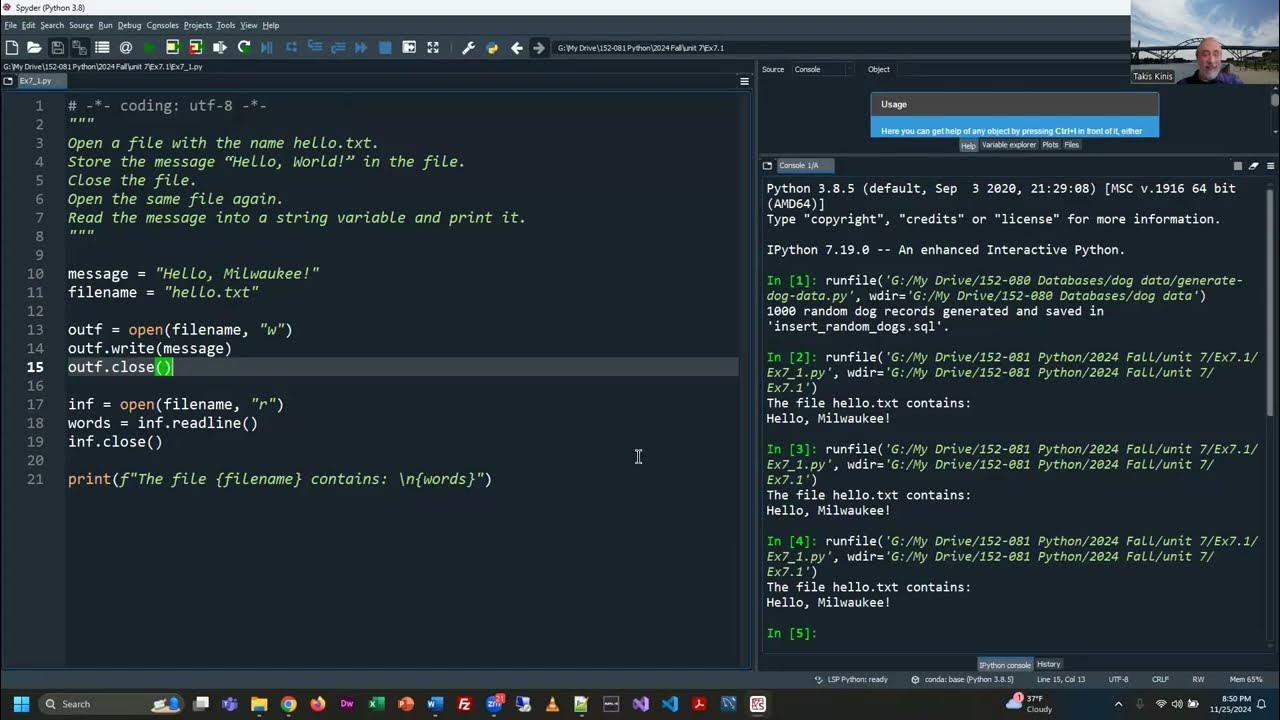 Programming in Python - Chapter 7 Exercises (Working with Files and Exception Handling) - Fall ...